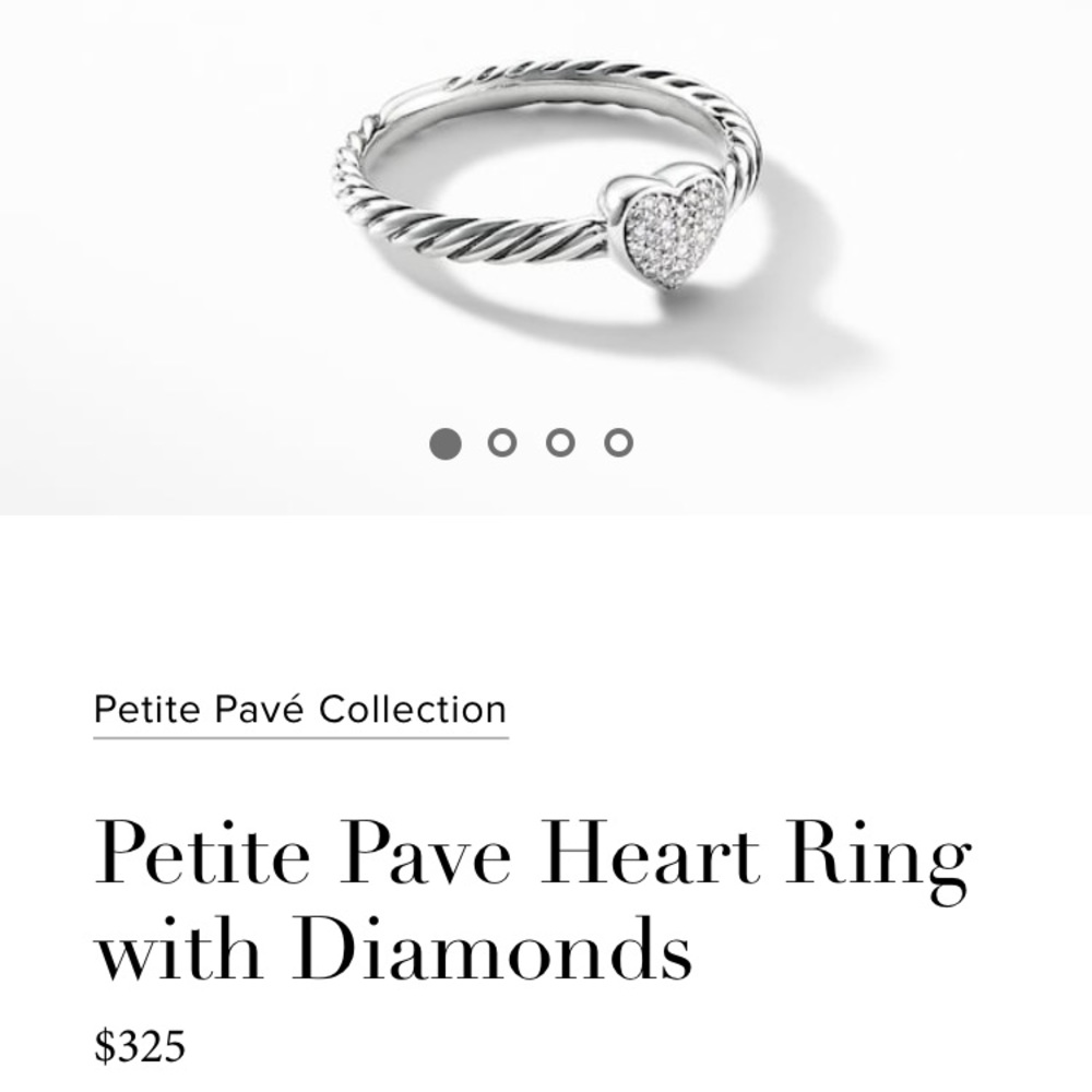 David Yurman Heart Petite Pave Collection Ring - Gem